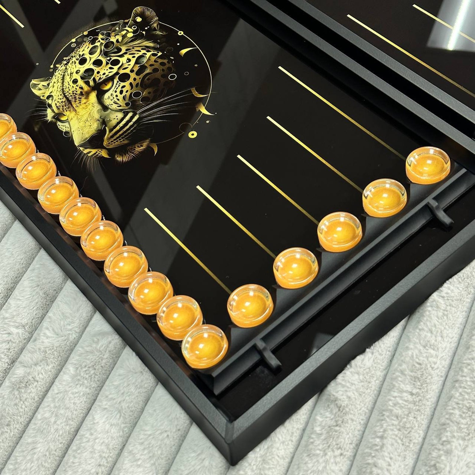 Luxury Glass Backgammon Set, Game Board TIGER&LEOPARD Desigh ...