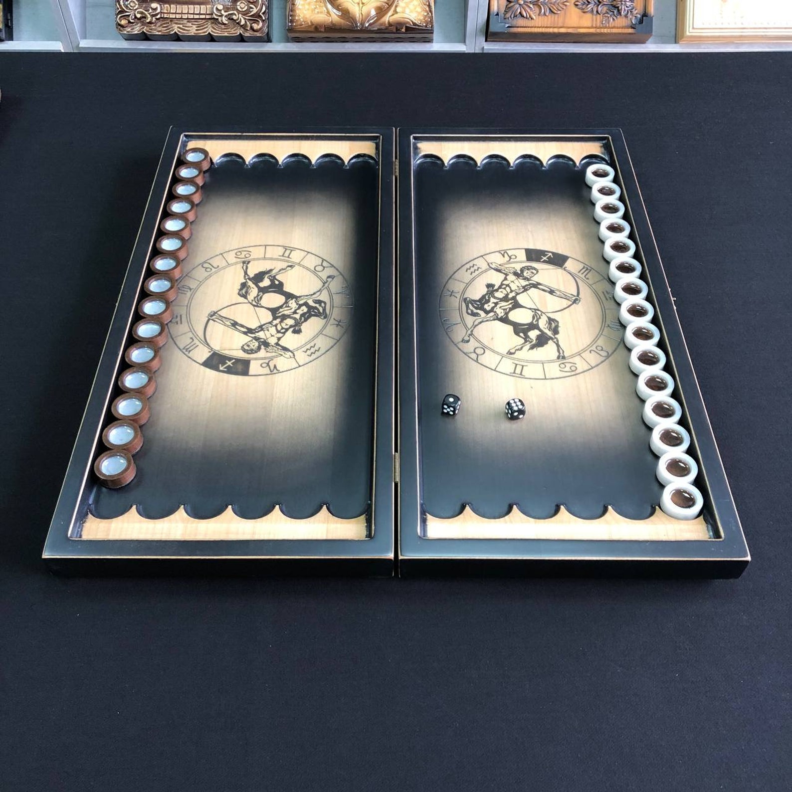 Handcrafted Wooden Backgammon Set Stylized With Sagittarius Zodiac Sign ...