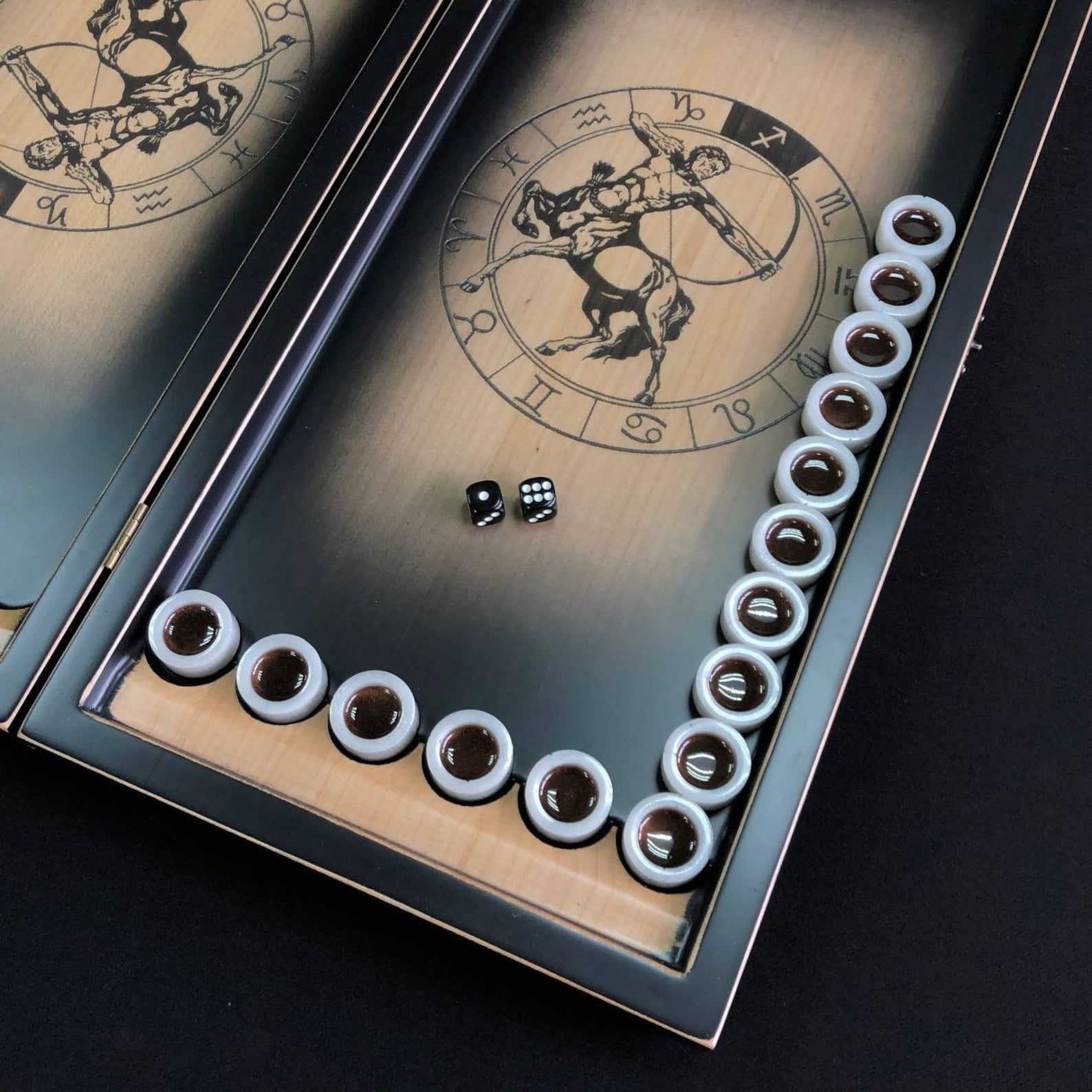 Handcrafted Wooden Backgammon Set Stylized With Sagittarius Zodiac Sign ...