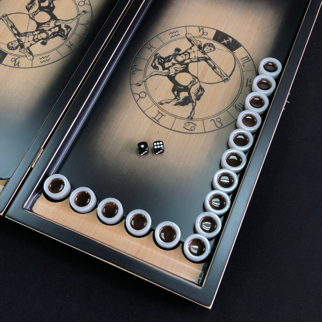Handcrafted Wooden Backgammon Set Stylized With Sagittarius Zodiac Sign ...