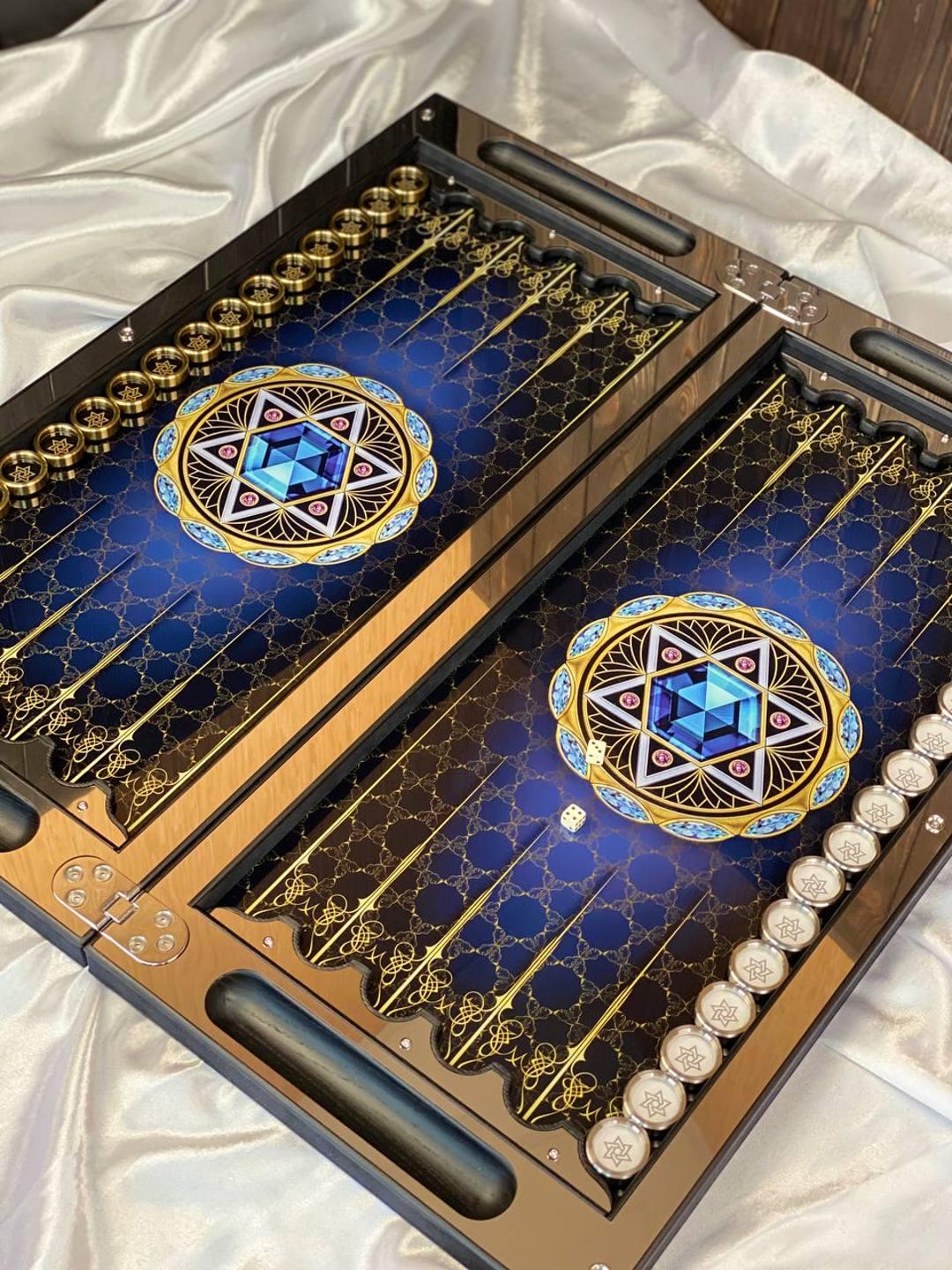 Metal&glass Backgammon Set, Game Board Star David Design, Jewish Theme ...