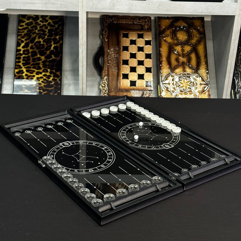 Tempered Glass Backgammon Set, Game Board Zodiac Virgo, Tabletop Game ...