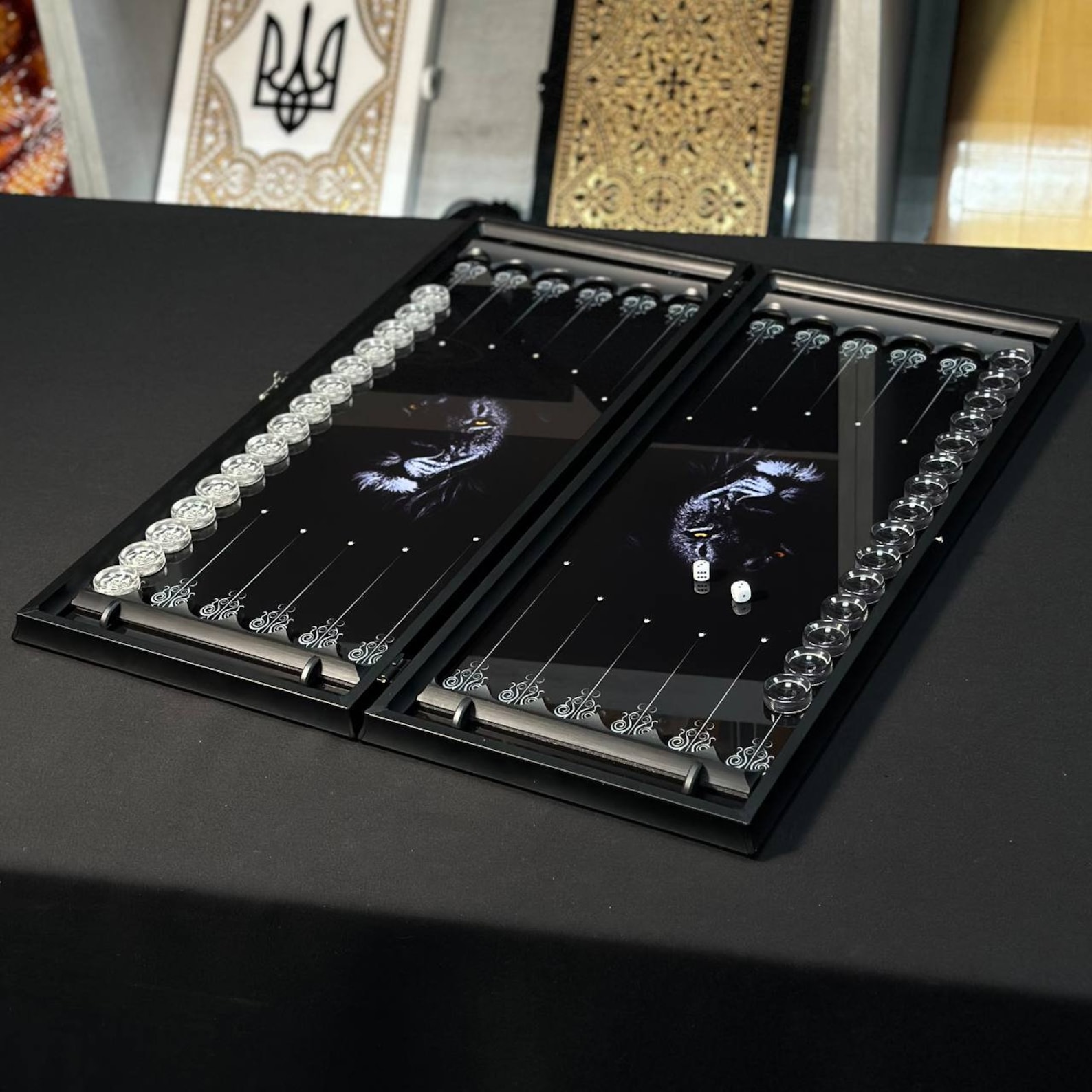 Luxury Glass Backgammon Set, Game Board LION Desigh, Exclusive ...