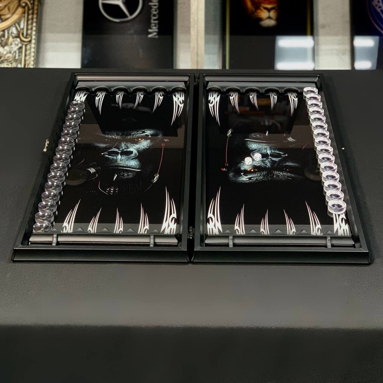 Luxury Glass Backgammon Set, Game Board MONKEY Gorilla Desigh ...