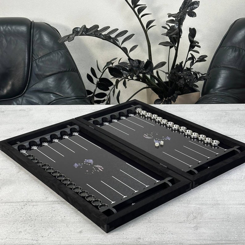 EXCLUSIVE Carbon&glass Backgammon With Carbon and Steel Chips, No ...