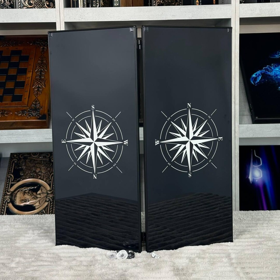 Tempered Glass Backgammon Set Wind Rose, Game Board, Tabletop Game ...