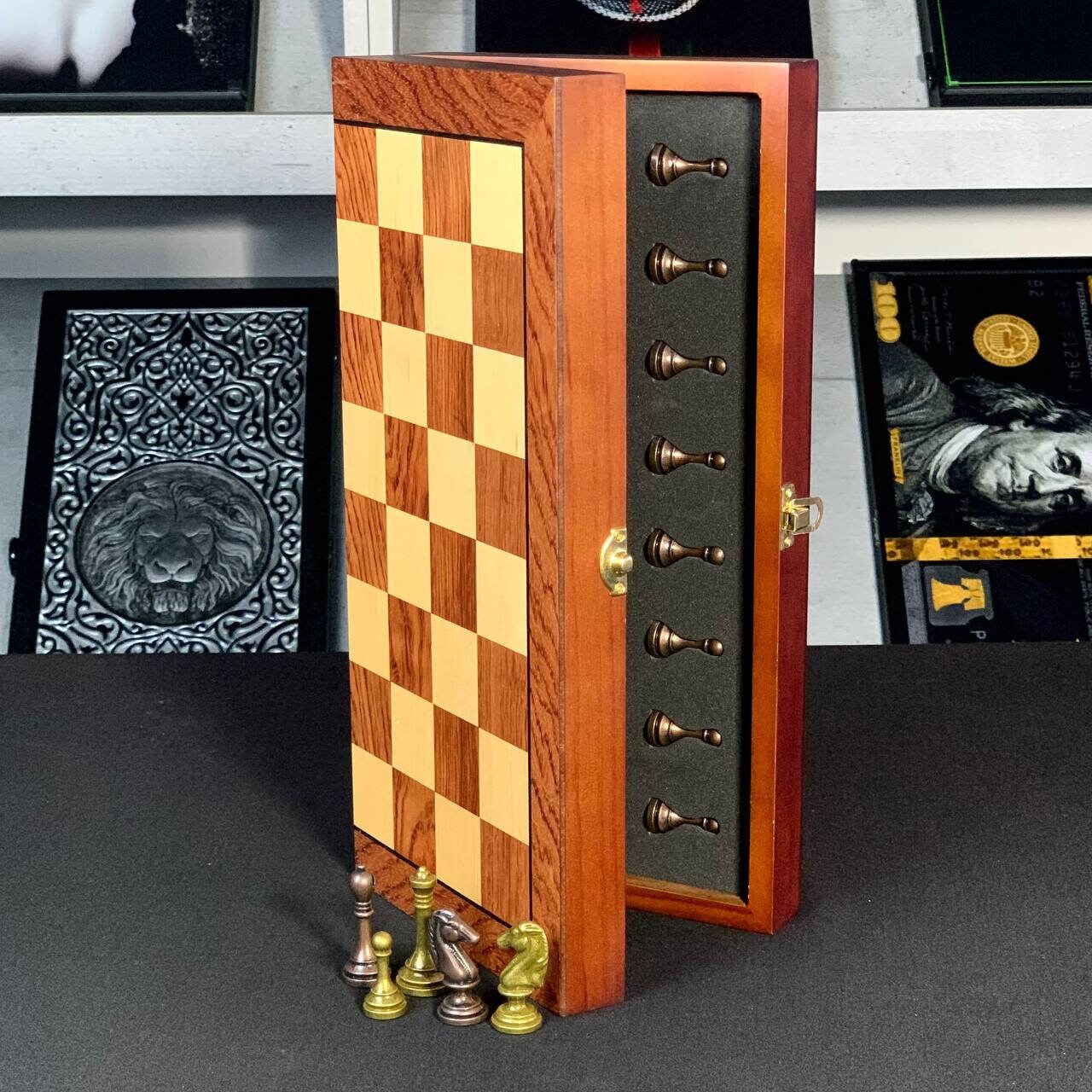 Chess Set With Metal Pieces, Chess Board, Gift Idea, Travel Chess Set ...