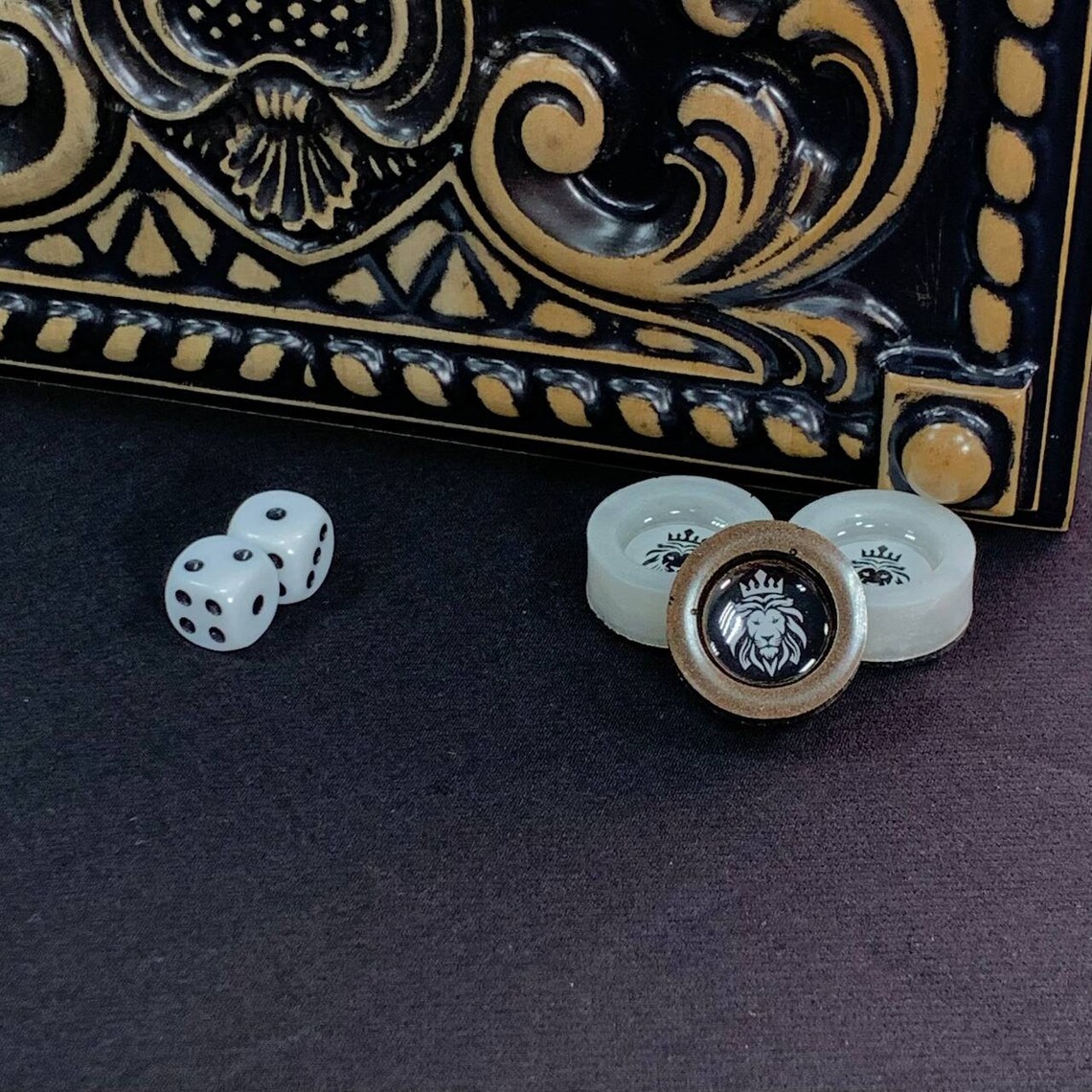 Handcrafted Wooden Backgammon Set Stylized With LION Design, Game Board ...