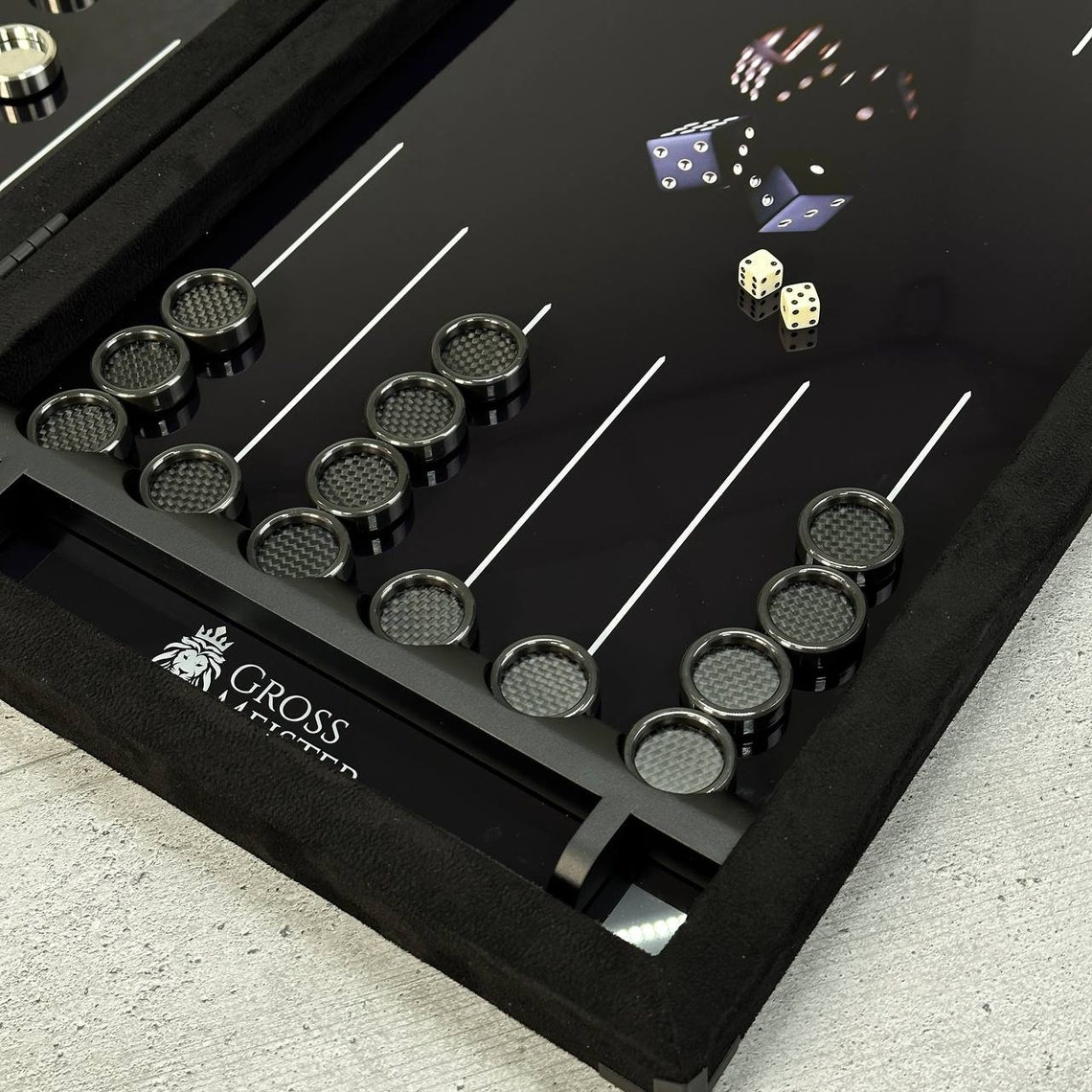 EXCLUSIVE Carbon&glass Backgammon With Carbon and Steel Chips, No ...