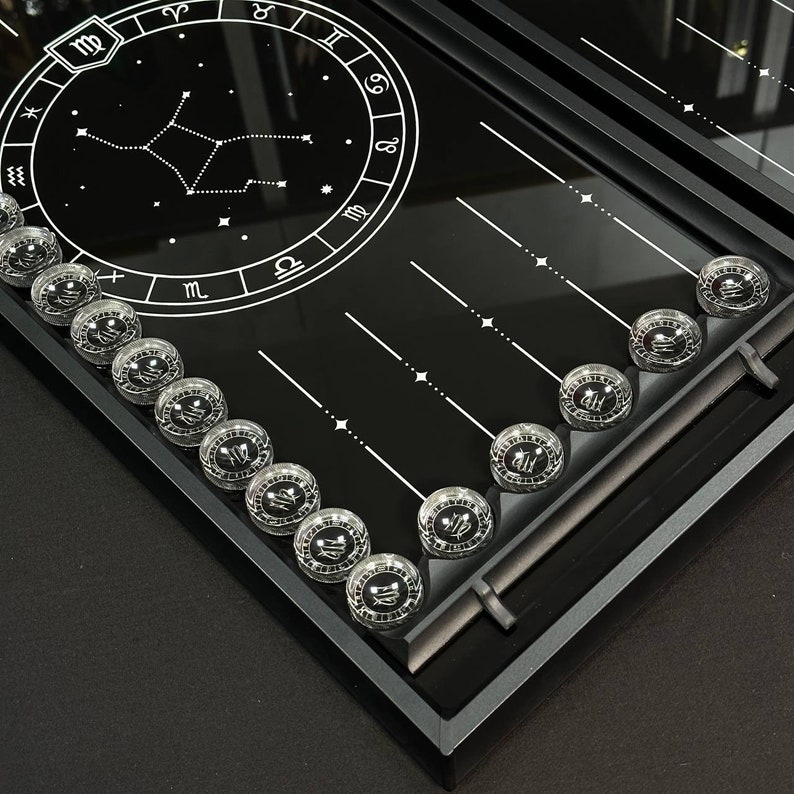 Tempered Glass Backgammon Set, Game Board Zodiac Virgo, Tabletop Game ...