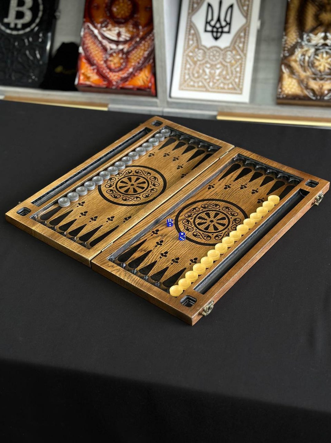 Handmade Wood&epoxy Resin Backgammon Set, Made of Natural Wood ...