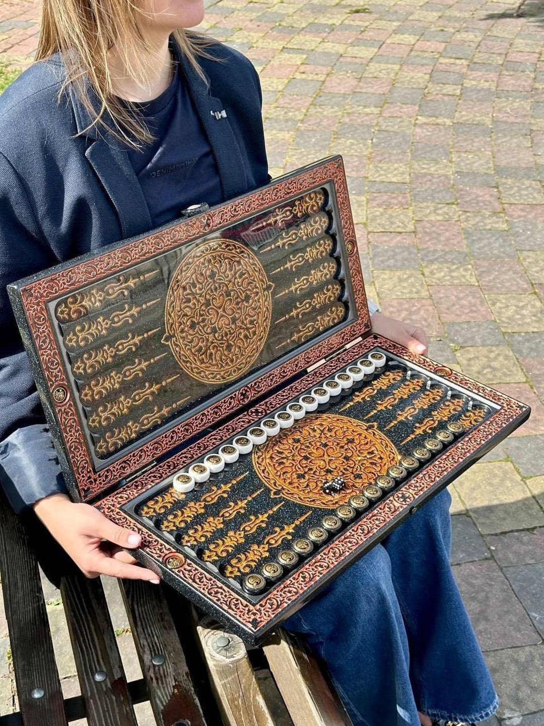 Stone Backgammon Set Lion Design, Premium Game Board, Gift for Family ...