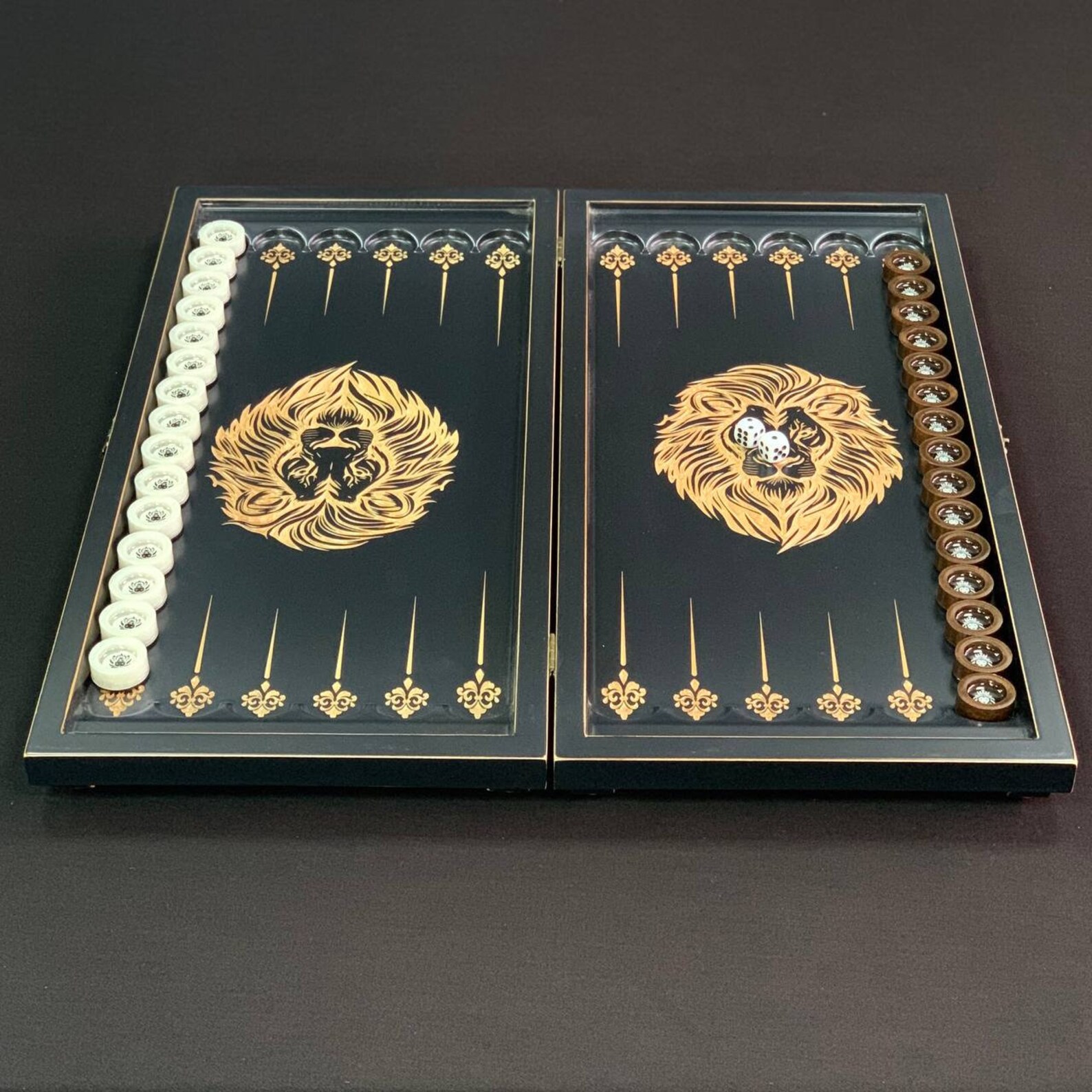 Handcrafted Wooden Backgammon Set Stylized With LION Design, Game Board, Wood Home Decor, Unique ...