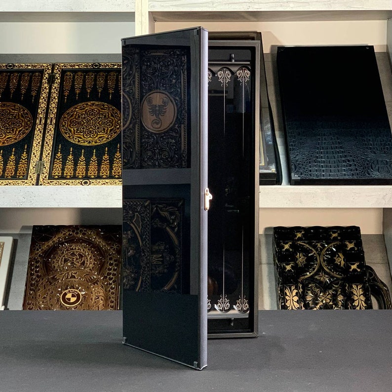 Classic Tempered Glass Backgammon Set, Game Board, Black Backgammon ...