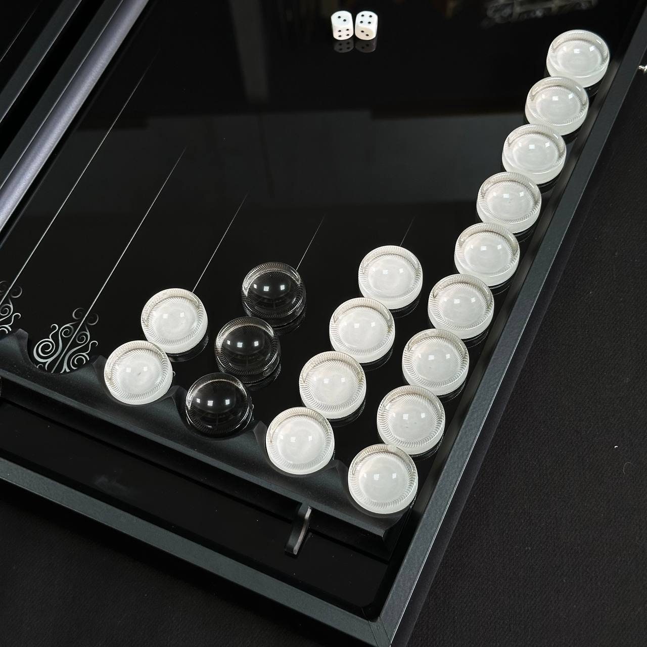 Classic Tempered Glass Backgammon Set, Game Board, Black Backgammon ...