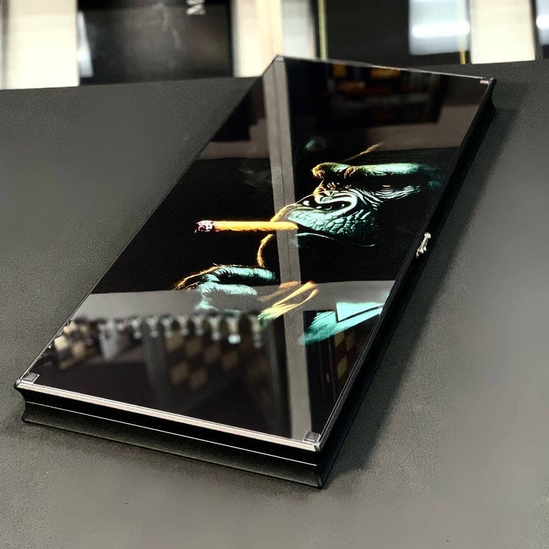Luxury Glass Backgammon Set, Game Board MONKEY Gorilla Desigh ...