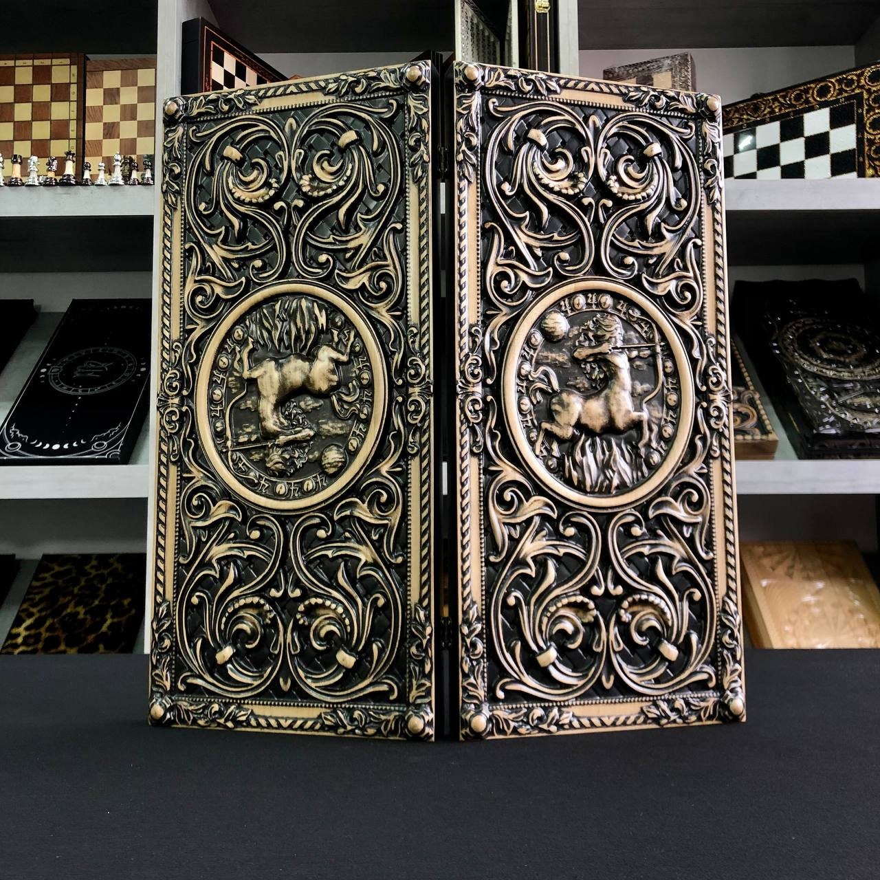 Handcrafted Wooden Backgammon Set Stylized With Sagittarius Zodiac Sign ...