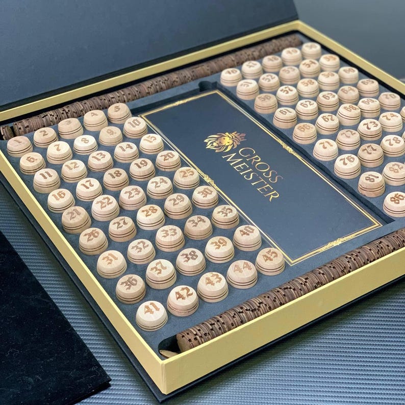 Wooden Lotto Game Full Set | Classic Bingo With Wooden Barrels | Family ...