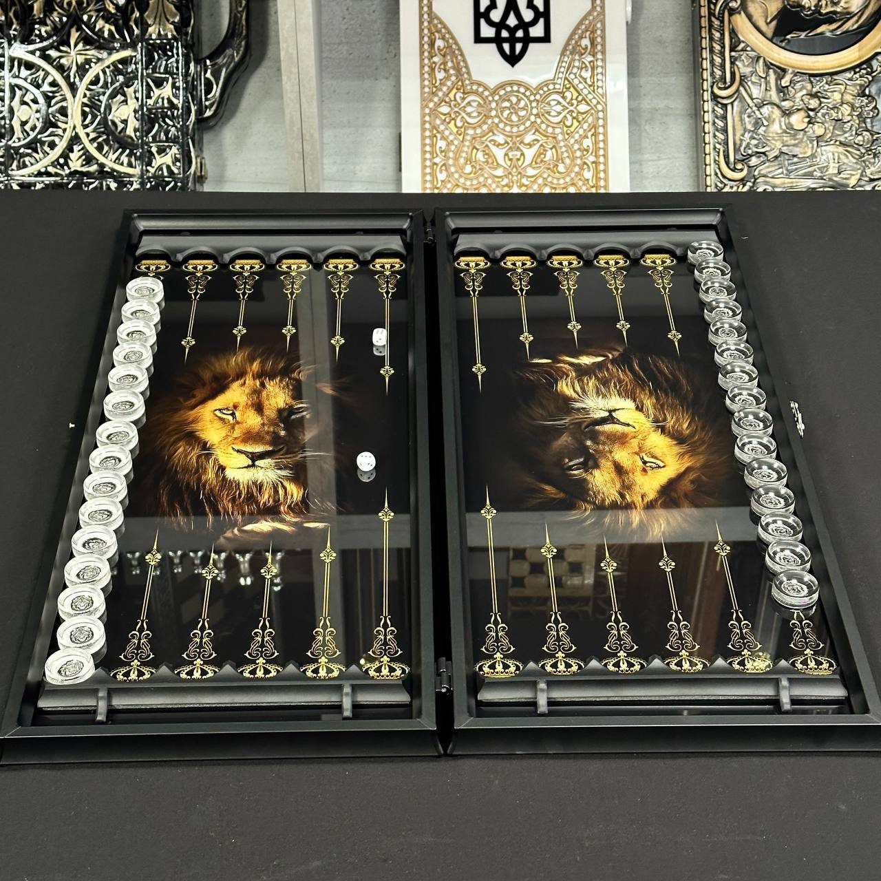 Luxury Glass Backgammon Set, Game Board LION Desigh, Backgammon Board ...