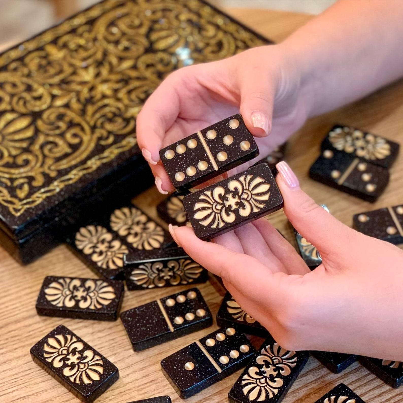 Acrylic Stone&jewelry Resin Dominoes, Tabletop Game, Family Night Game ...