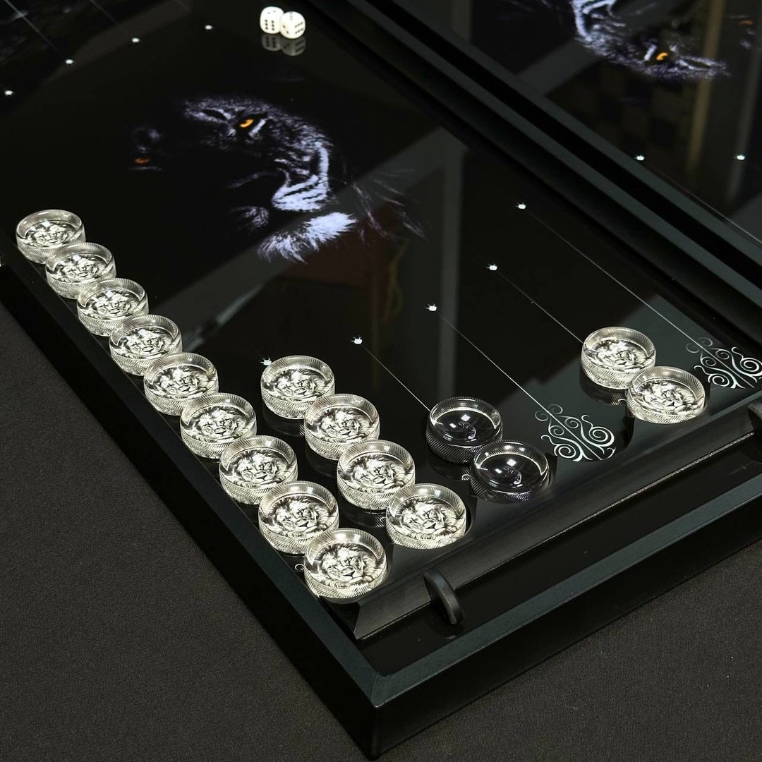 Custom Glass Backgammon Set With Inscription or Pic, Game Board ...