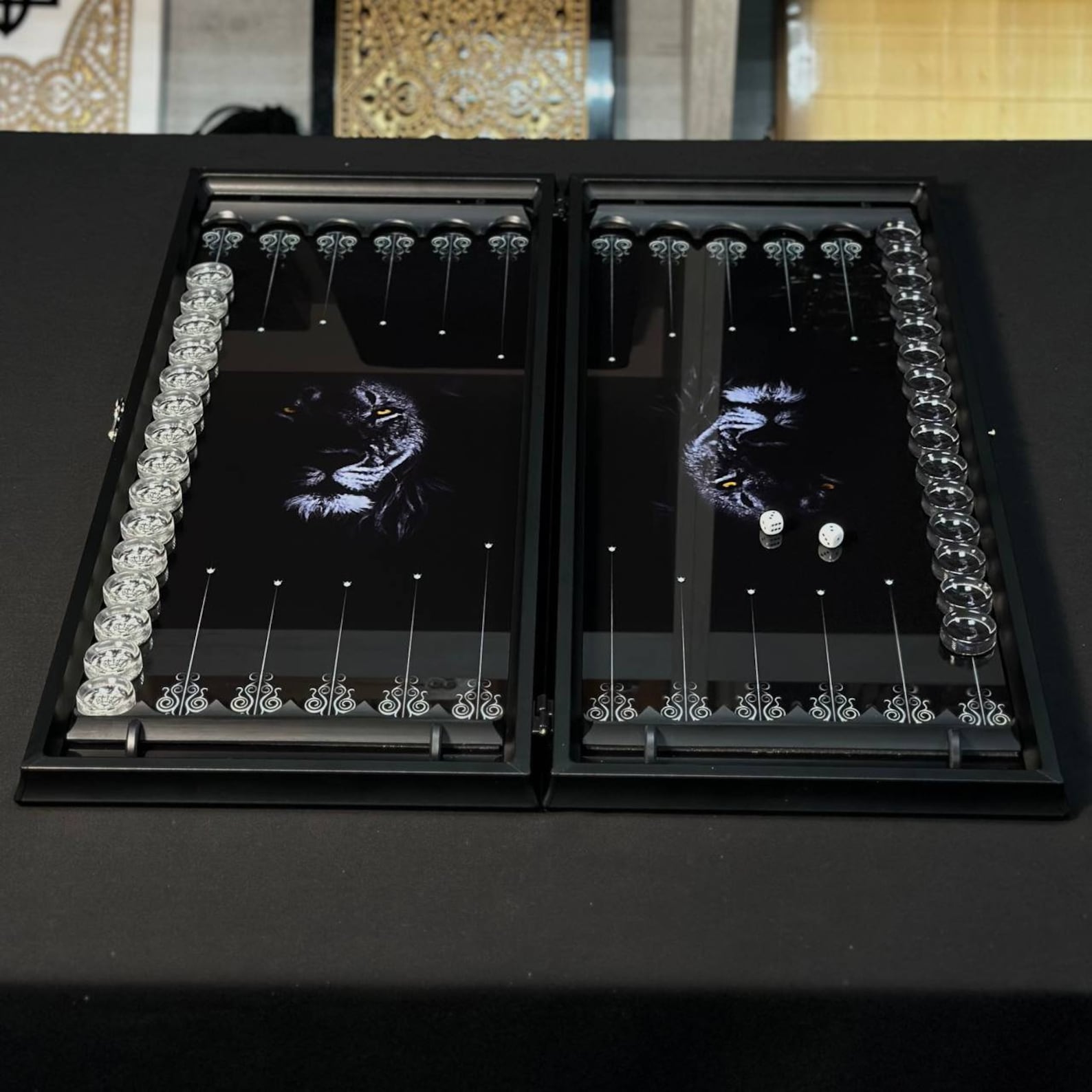 Luxury Glass Backgammon Set, Game Board LION Desigh, Exclusive ...
