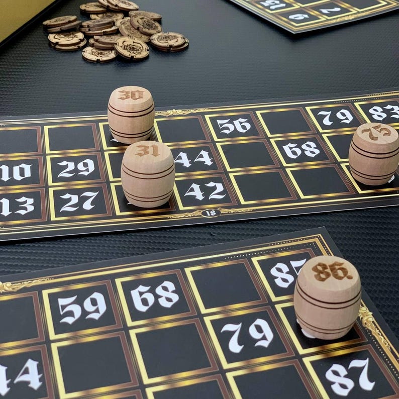 Wooden Lotto Game Full Set | Classic Bingo With Wooden Barrels | Family ...