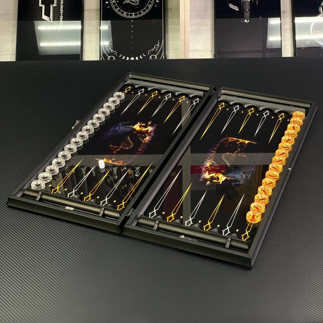 Tempered Glass Backgammon Set, Game Board HAZARD Desigh, Tabletop Game ...