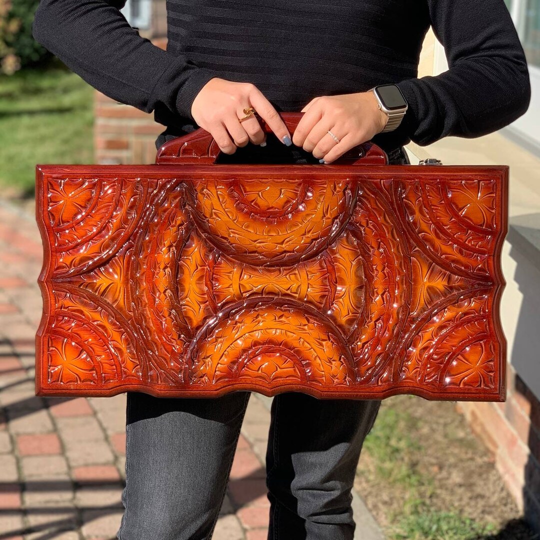Handcarved Glass&wood Backgammon Set Board, Handmade Gift Idea ...