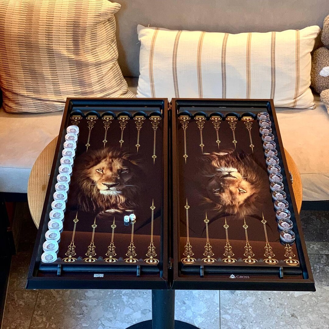 Luxury Glass Backgammon Set, Game Board LION Design, Exclusive ...