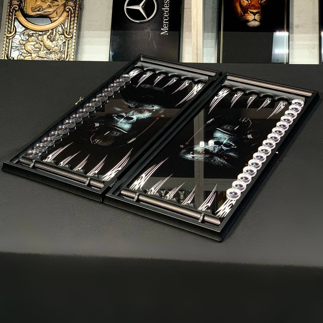 Luxury Glass Backgammon Set, Game Board MONKEY Gorilla Desigh ...