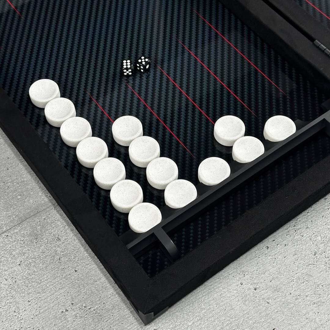 Large Carbon&glass Backgammon Board Game 60cm (23.6"), Premium Tabletop ...