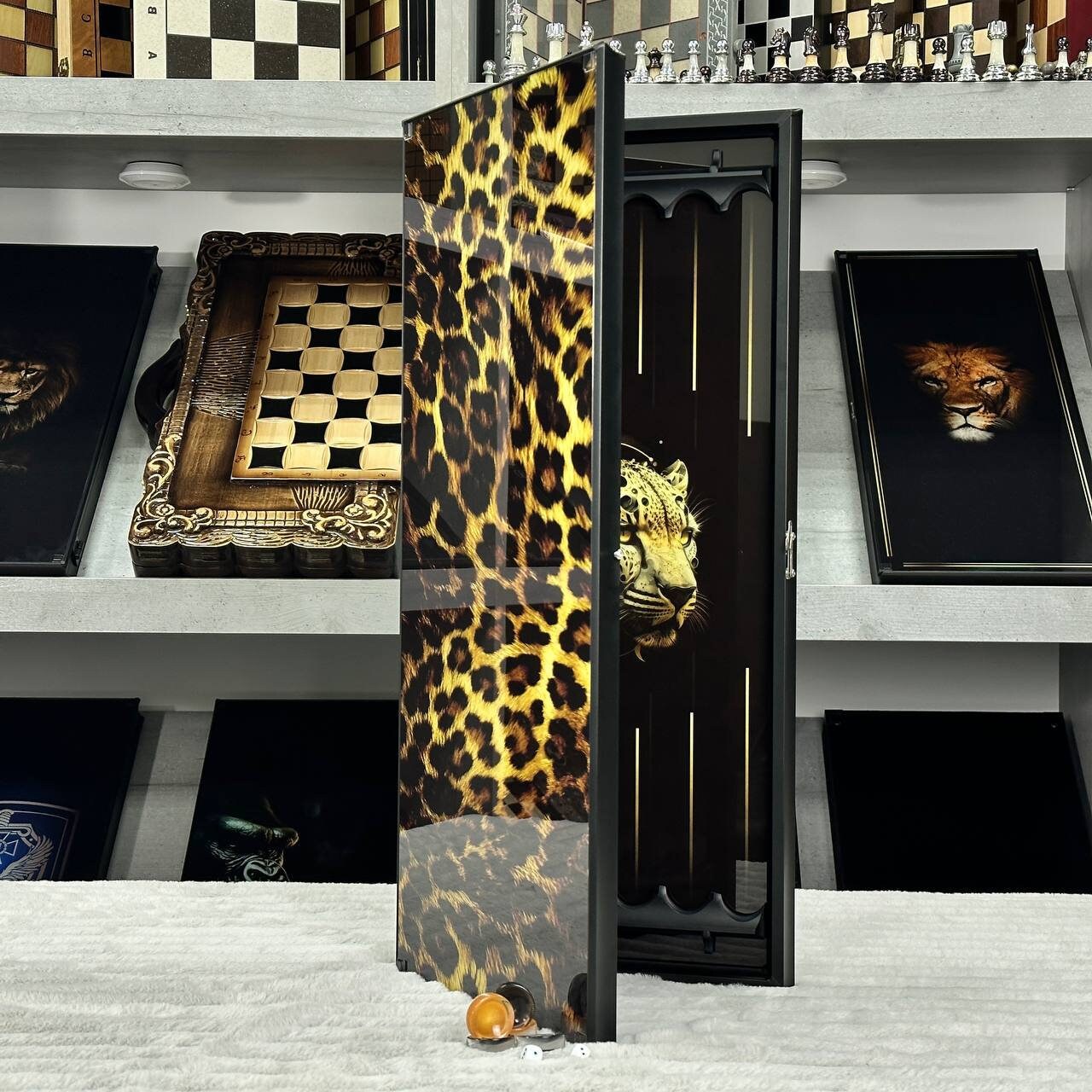 Luxury Glass Backgammon Set, Game Board TIGER&LEOPARD Desigh ...