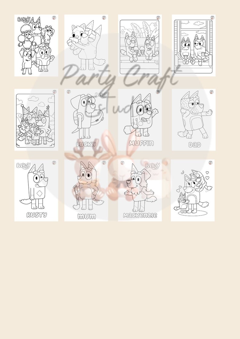 Bluey Coloring Pages, Downloadable Pdf With 30 Sheets. - Etsy Australia