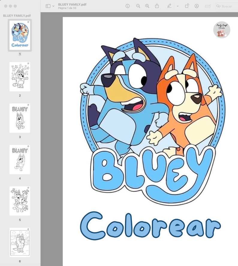 Bluey para colorear, pdf descargable con 30 láminas. - Etsy México
