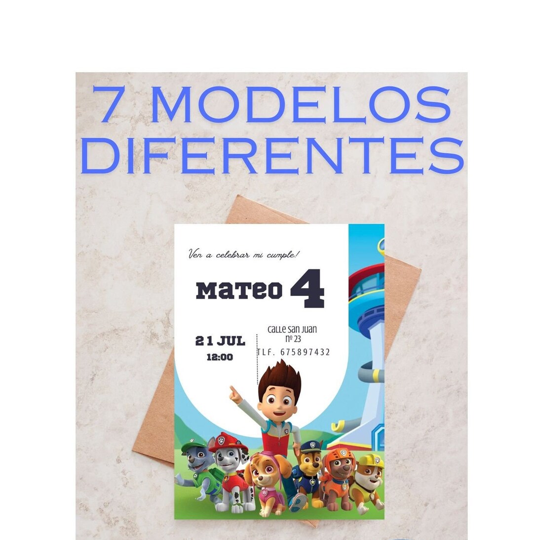 7 Different Pan Patrol Birthday Invitations, Editable in Canva, 5 X 7 ...