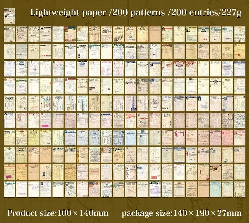 200 Sheets Vintage Decorative Paper Scrapbooking Background Paper ...