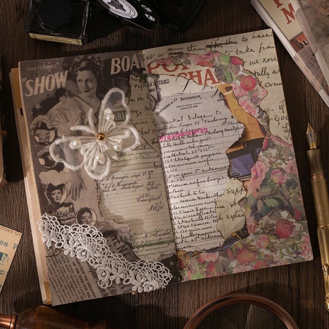 200 Sheets Vintage Decorative Paper Scrapbooking Background Paper ...