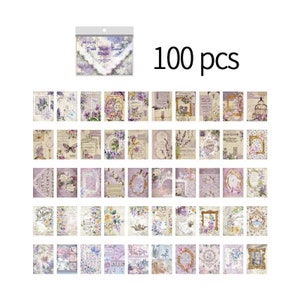 100 Sheets Vintage Decorative Paper Scrapbooking Background Paper ...