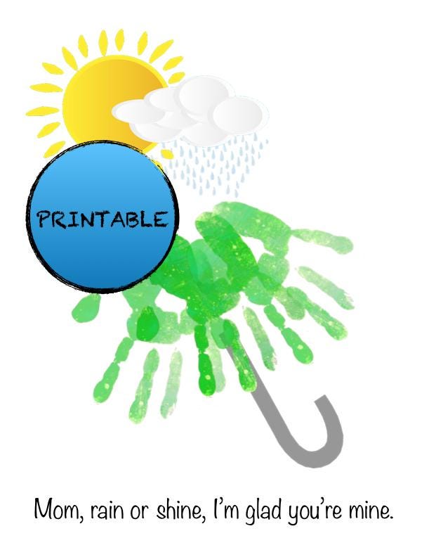 Rain or Shine Umbrella Handprint Craft, DIY, Baby/toddler Craft, Loved ...