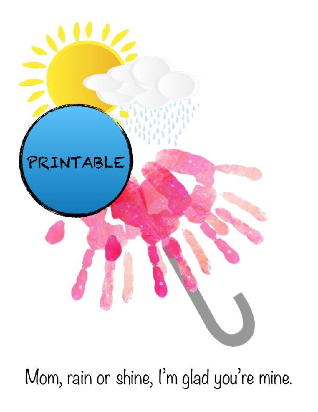 Rain or Shine Umbrella Handprint Craft, DIY, Baby/toddler Craft, Loved ...