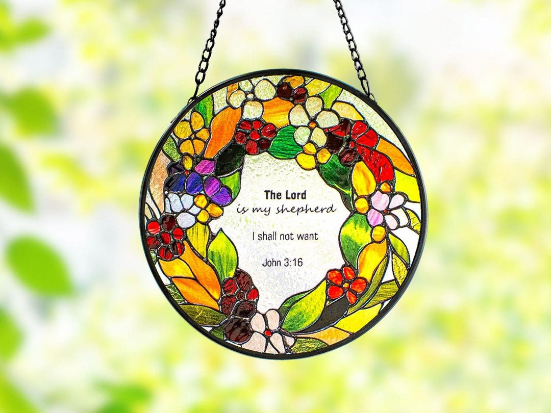 Stained Glass Bible Verse Stained Glass Suncatcher for Window Hanging ...