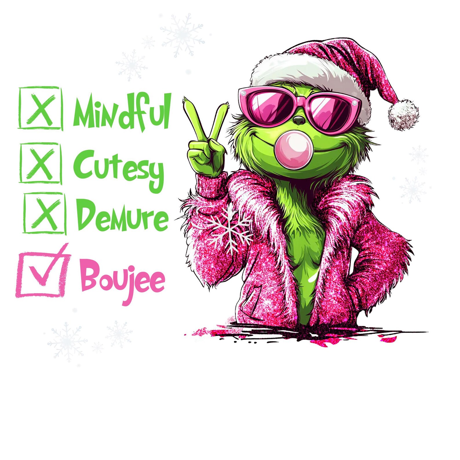 Boujee Grinch Christmas Png Dtf Png Dtg Png Sublimation Png Sassy Funny ...