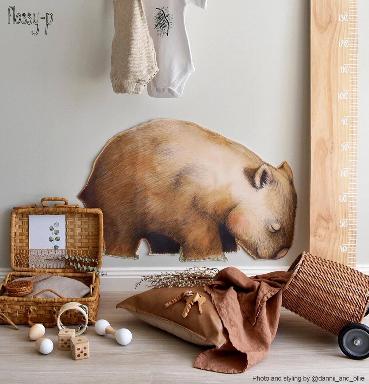 Giant Wombat Wall Decal, Fabric Wall Sticker, Facing Right. Nursery ...