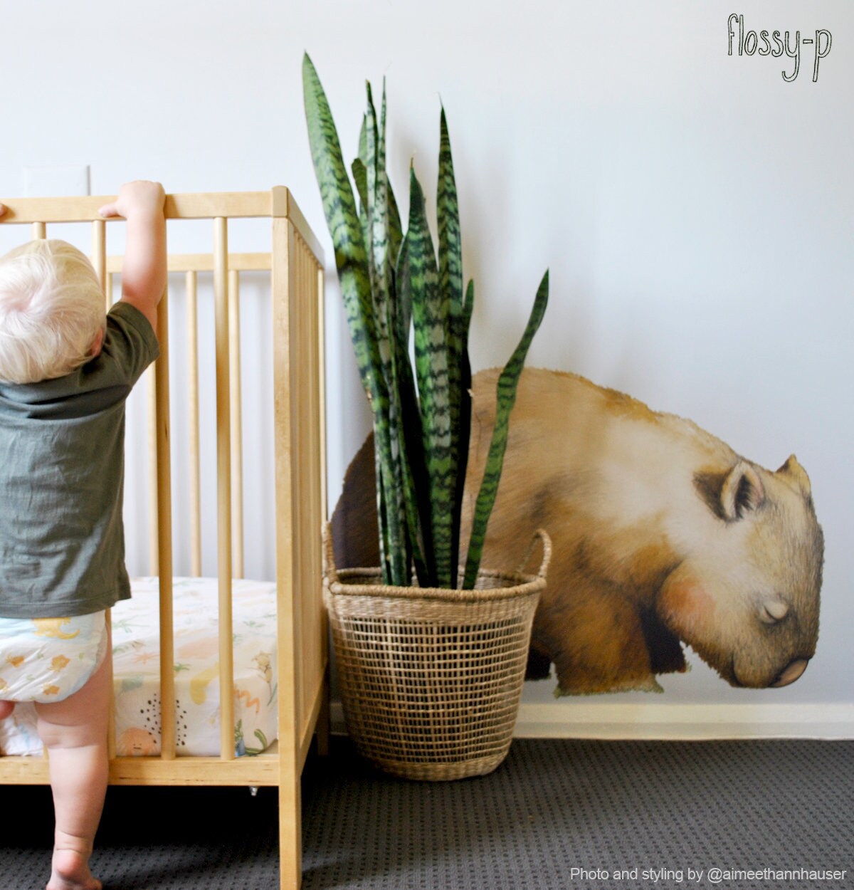 Giant Wombat Wall Decal, Fabric Wall Sticker, Facing Right. Nursery ...