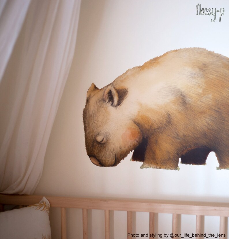 Life Size Wombat Wall Decal, Fabric Wall Sticker, Facing Left. Nursery ...