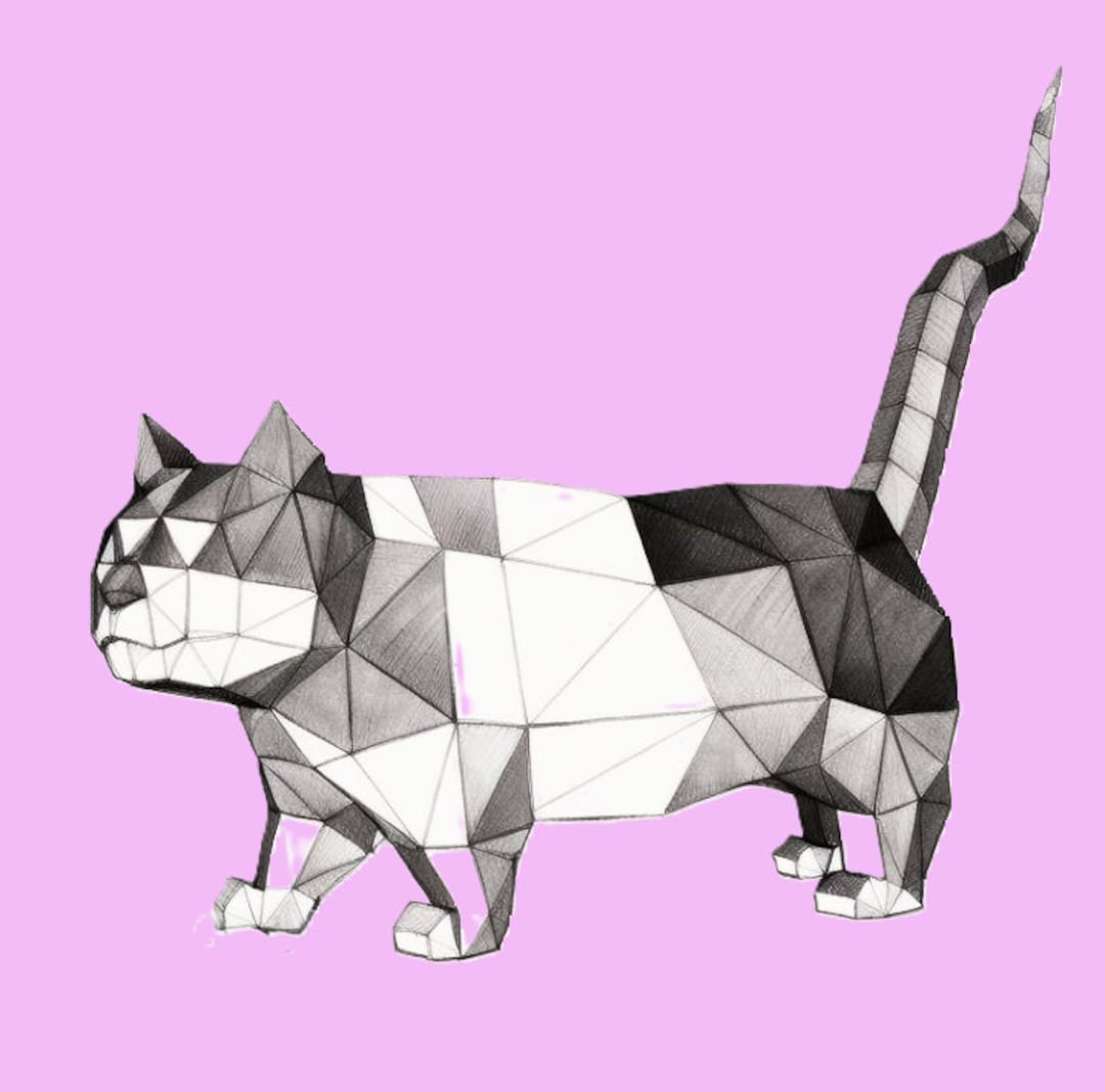 3D Cat, Papercraft, Digital Template, Origami, Low Poly, Papercraft ...