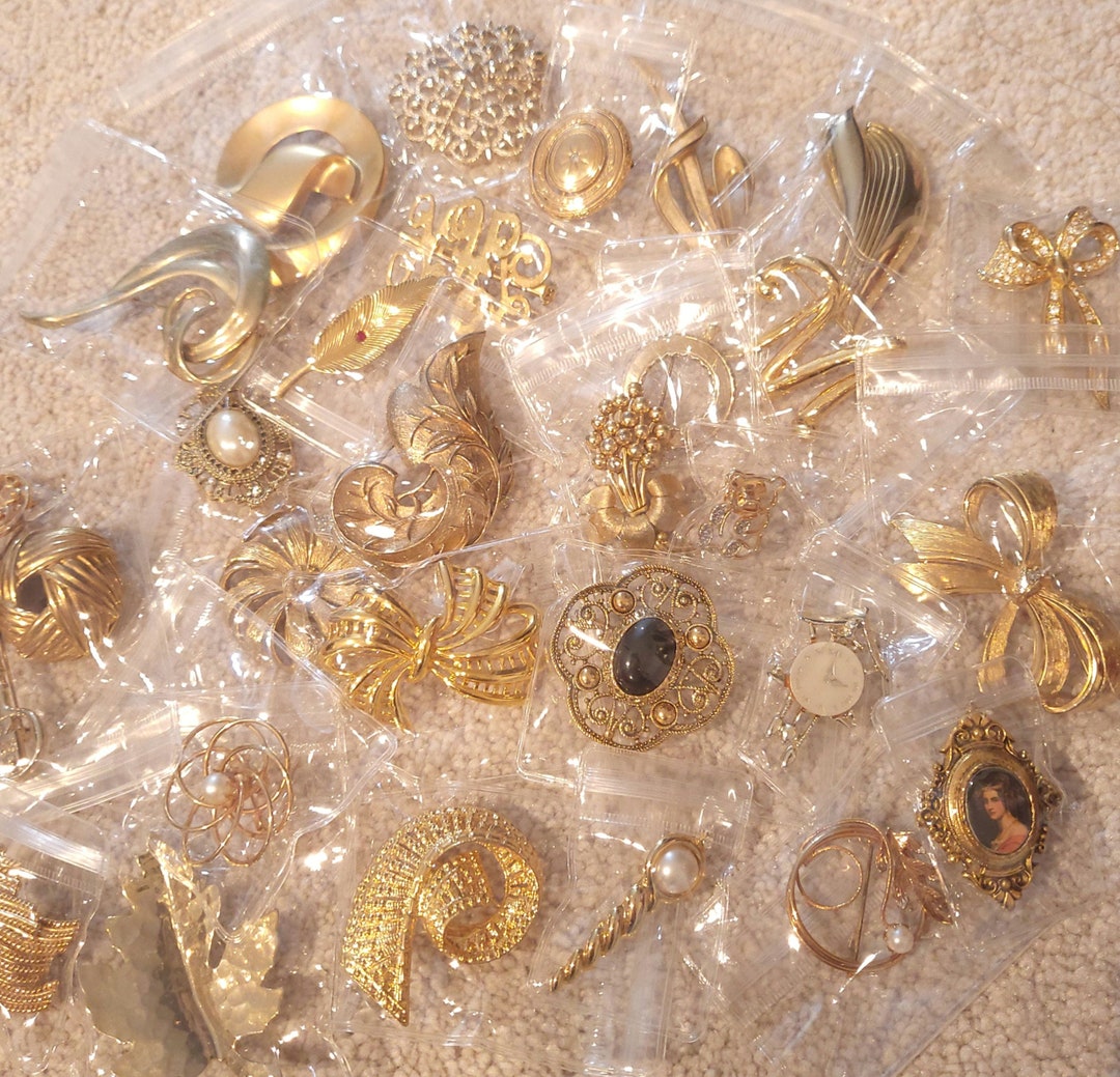 Mystery Vintage Brooch Boxes/ 2 Brooch/ Goldtone - Etsy