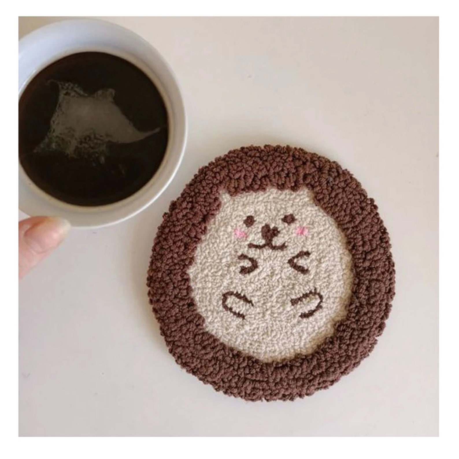 DIY Needlework Wool Poke Embroidery Kit Yarn Coaster Punch Needle ...