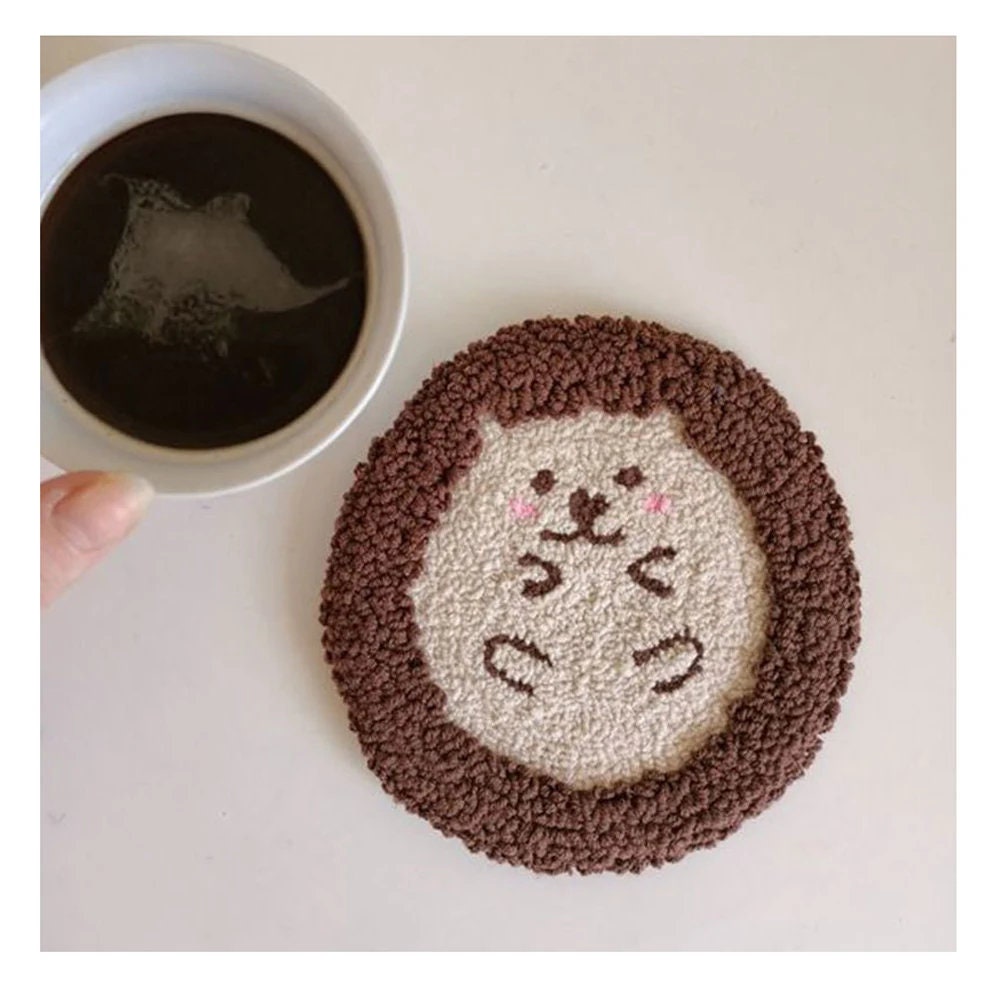 DIY Needlework Wool Poke Embroidery Kit Yarn Coaster Punch Needle ...